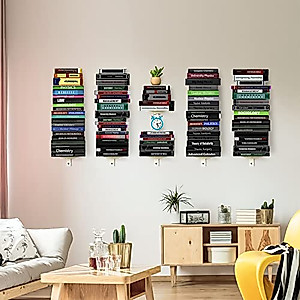 ART-GIFTREE Invisible Floating Bookshelf for Wall Mounted, 4 Tier Vertical Spine Book Tower, 2 Pack White