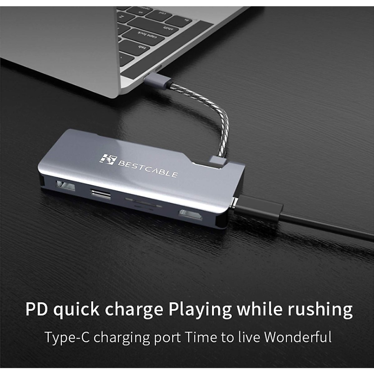 USB C Hub Adapter, BEST CABLE 7 in 1 USB C to HDMI 4K Adapter, Gigabit Ethernet RJ45, USB C Power Delivery, 2*USB 3.0 Port, SD/TF Card Reader Compatible with MacBook Pro,MacBook Air,Samsung,and More