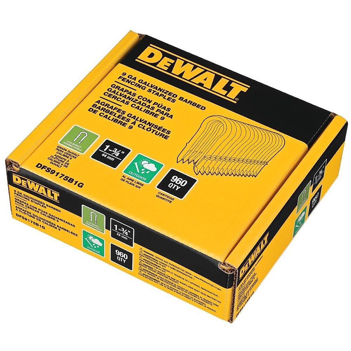 DEWALT DFS9175B1G 1.75" 9 GA Galvanized Barbed Fencing Staples
