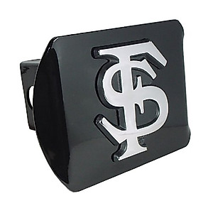 Florida State University Seminoles "Black with Chrome FS Emblem" NCAA College Sports Metal Trailer Hitch Cover Fits 2 Inch Auto Car Truck Receiver