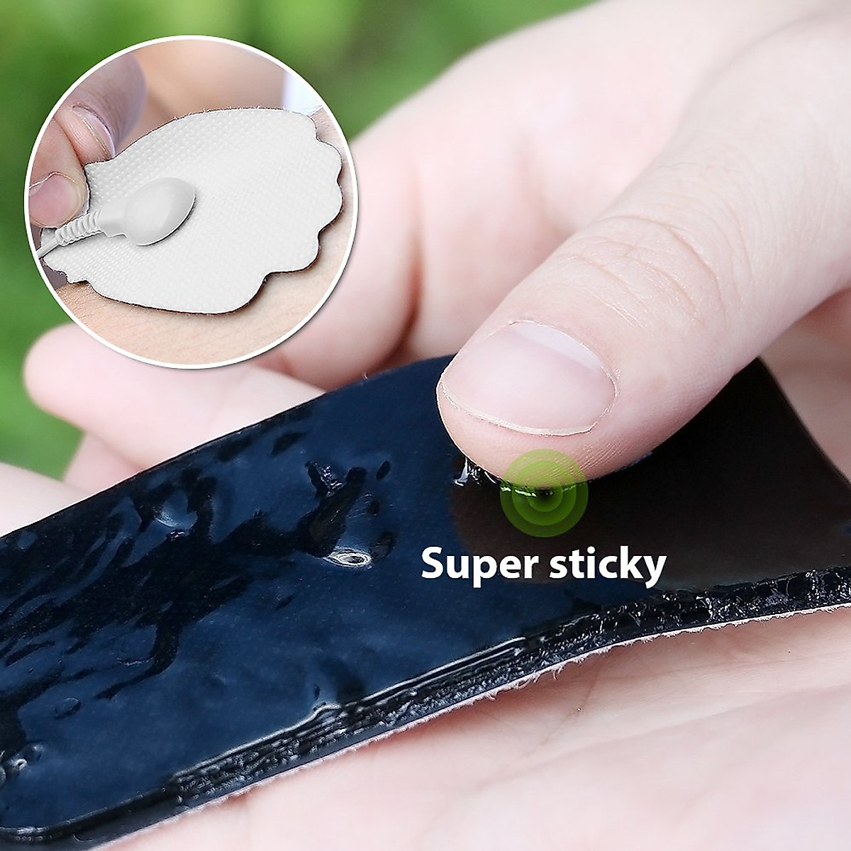 Belifu TENS Unit Electrode Pads Reusable Self-Adhesive Replacement Massage Pads Latex Free, Standard Connection Snap on 3.5mm Cable for Tens EMS Massager