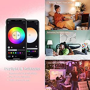 MagicLight Smart Light Bulbs, WiFi & Bluetooth 5.0, A19/E26 LED Color Changing Light Bulb, 60W Equivalent, Dimmable, RGBCW, App Control, Smart Home Lighting Works with Alexa Google Assistant, 4Pack