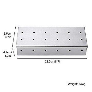 Smoker Box for BBQ Grilling Wood Chips, Stainless Steel Smoking Box Non-Warp for Barbecue, Best Grill Accessories for Charcoal Grill and Gas Grill with Large Capacity
