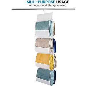 YUYI Hanging Portable Storage Bag, Dust-Proof Storage Bag, Storage Bag for Tote Bag Wallet, Etc. for Closet Wardrobe, 6 Easy-to-use Transparent Bags (White)