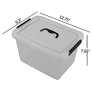 Anbers 1 Pack Plastic Box with Handle, 12 Quart Clear Bin with Lid