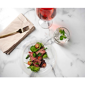 Munfix 9 Inch Clear Plastic Plates 200 Bulk Pack - Disposable Plates for BBQ Party Dinner Travel and Events, Microwavable Recyclable