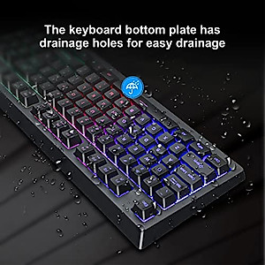 Dpofirs 89 Keys Gaming Keyboard, Waterproof Wired USB RGB Keyboard with High and Low Keycaps and Cool Lighting Effects Wired Keyboard for Windows Gaming PC