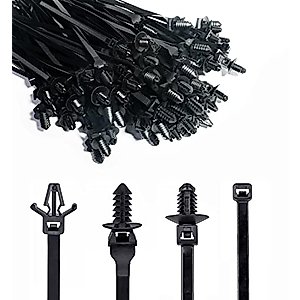 VAGURFO 120 Packs Car Mount Wire Tie, Nylon Push Mount Cable Zip Tie Strap Self-Locking Tie,Fastener Cable Clips for Sorting Out Cable and Wire Clearly, Household Construction Electronic Auto Industry