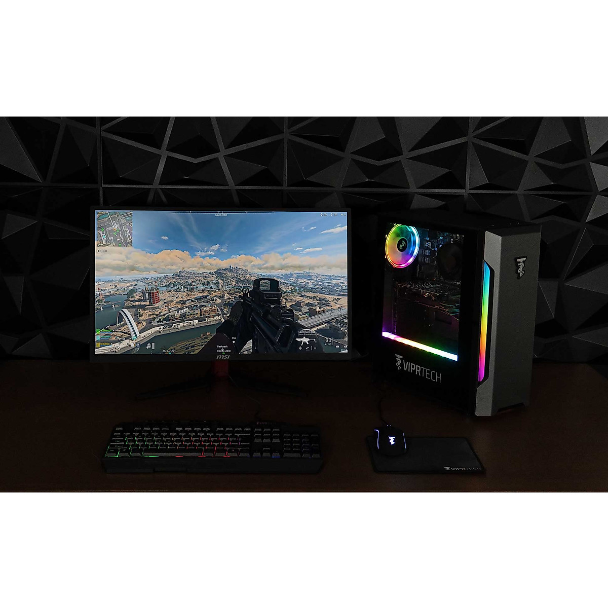 ViprTech Rebel Gaming PC Desktop Computer - AMD Ryzen 5 (12-LCore 3.9Ghz), RTX 2060 Super 8GB, 16GB DDR4 RAM, 512GB NVMe SSD, VR-Ready, Streaming, WiFi, RGB, Windows 11, Warranty