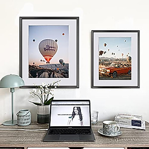 AntNest A4 Aluminum Picture Frame, Acrylic Front, Thin Black Metal Poster Frame for 8.3x11.7 Pictures, Horizontal/Vertical Wall Mount, Wall Hook Included