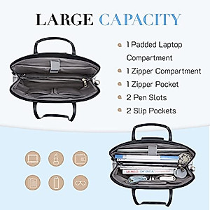 Missnine Women Laptop Bag 15.6 in Vegan Leather Briefcase Large Laptop Purse Work Tote Bag for Office Business