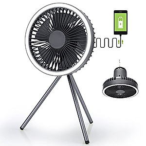 Depulat Battery Operated Fan, 10000mAH Rechargeable Portable Fan, Built-in Hanging Ring, Tripod, Camping Fans For Tents，Suitable For Home, Office, Emergency Power Outage, Shelter.