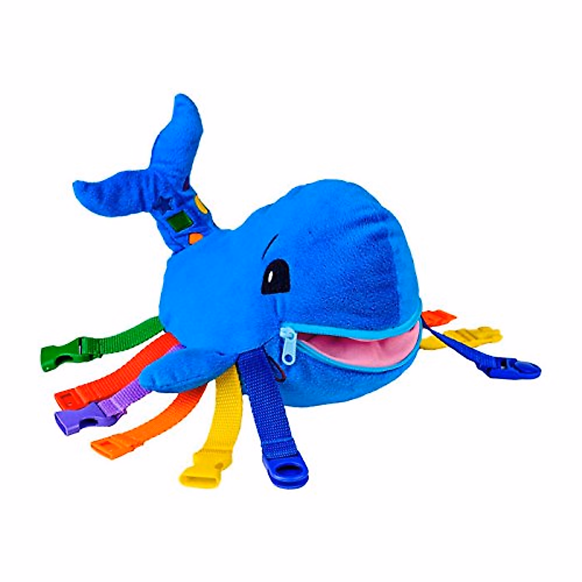 Buckle Toys - Blu Whale - Develop Motor Skills and Problem Solving - Counting and Color Recognition - Sensory Toddler Travel Toy
