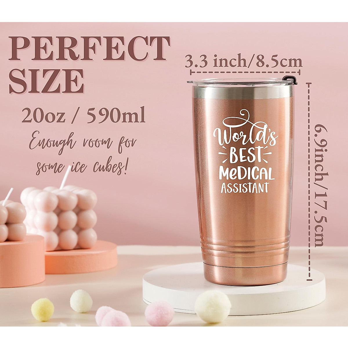 Onebttl Medical Assistant Gifts for Wowen, Gifts for Medical Assistant on Medical Assistant Week, Birthday and Christmas, 20oz Insulated Stainless Steel Tumbler - World's Best Medical Assistant