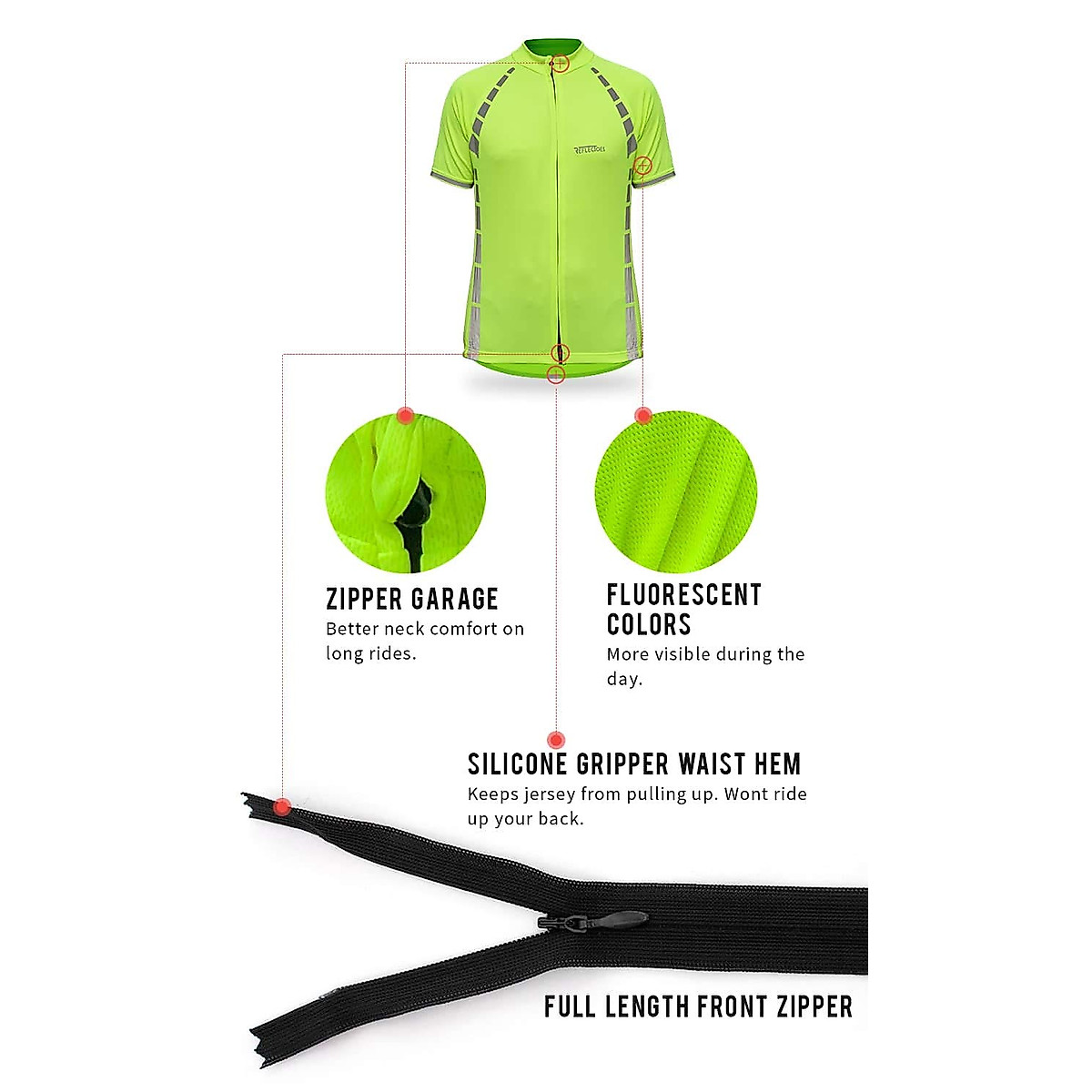 ReflecToes High Visibility Cycling Jersey - Reflective Hi-Viz Cycling Shirt Men and Women Yellow