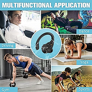 Wireless Earbuds, Bluetooth Headphones Over-Ear Stereo Wireless Earpieces with Charging Case Mics LED Battery Display, Waterproof Sports Wireless Earphones for Sports/Workout/Gym/Running (Black)