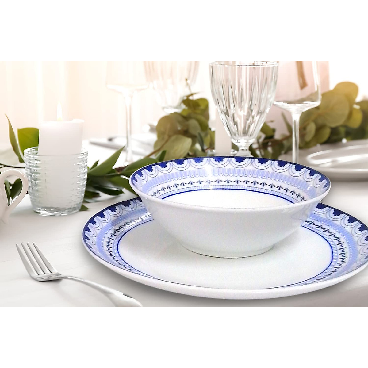 Braque Ceramic Bowls For Kitchen, 13oz- Set of 6 Porcelain Bowl- For Cereal, Salad, Pasta, Soup, Dessert, Serving-Dishwasher, Microwave & Oven Safe, Chip Resistant-For Breakfast, Lunch & Dinner-Orchid