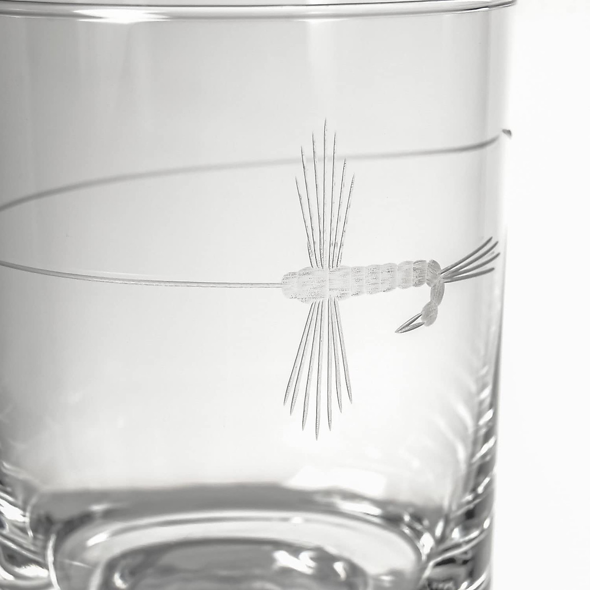Rolf Glass Fly Fishing Double Old Fashioned Glass 13 ounce Set of 4 | Whiskey Glass Set of 4 | Lead-Free Crystal Glass | Engraved Whiskey Tumbler Glasses | Made in the USA