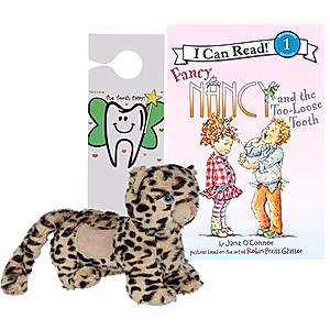 Maison Chic Tooth Fairy Lacey Leopard Tooth Fairy Pillow for Girls w/Book Tooth Pillow for Tooth Fairy Girls Tooth Fairy Gifts for Girls Tooth Fairy Doll