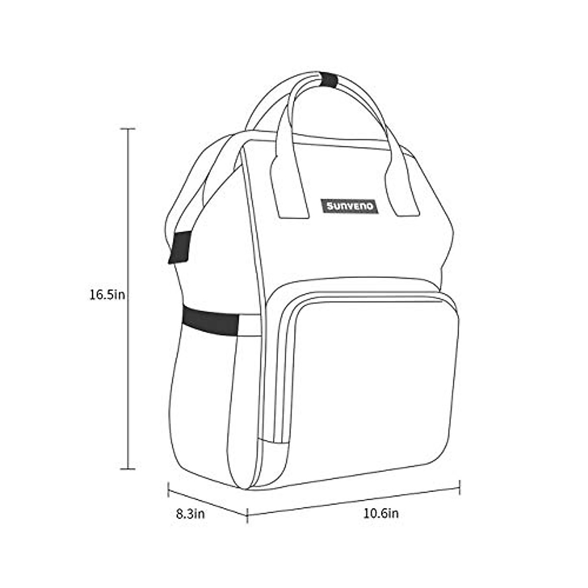 SUNVENO Baby Diaper Backpack Large Capacity Travel Nappy Bag for Mom Dad, Blue