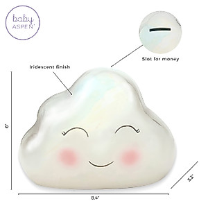 Iridescent Cloud Ceramic Piggy Bank - Nursery Decor, Gift For Baby Shower, Toddler, or Children, Baby Room Decor, Coin Bank