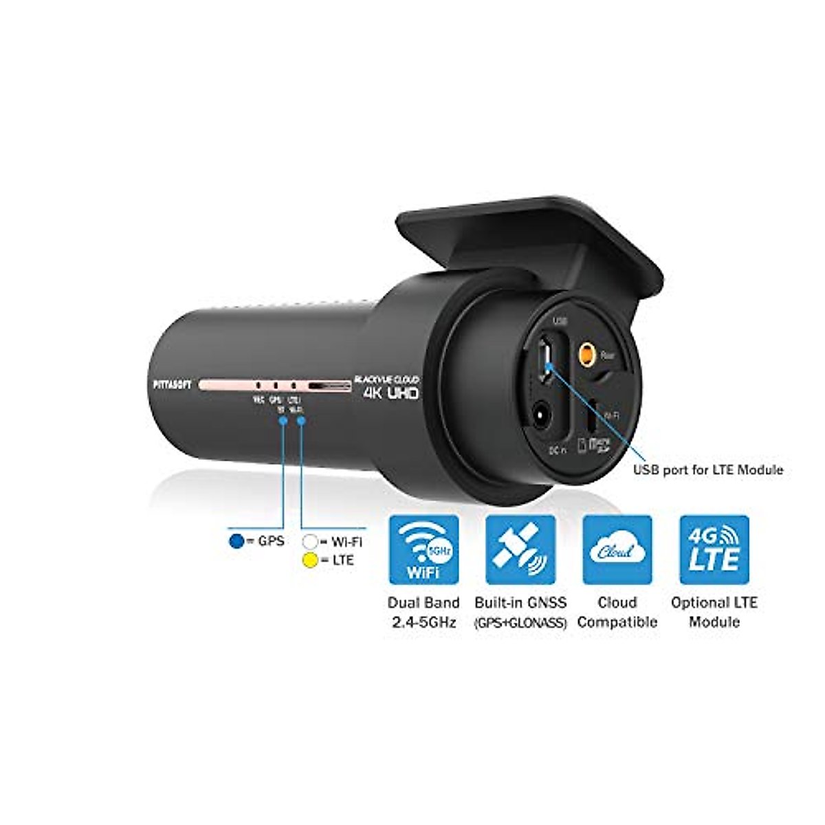 BlackVue DR900X-2CH with 32GB microSD Card | 4K UHD Cloud front Dashcam | Built-in Wi-Fi, GPS, Parking Mode Voltage Monitor | LTE via Optional CM100 LTE Module