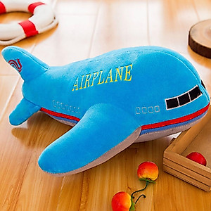 OUKEYI 15.7"/40cm Airplane Plush Stuffed Aircraft Pillow Model Plane Toys,Blue Stuffed Kids Plush Adorable Back Pillow Model Gifts