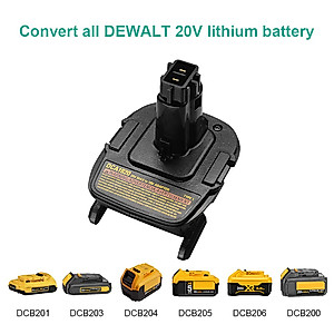 Replacement DCA1820 Dewalt 20V Battery Adapter for Dewalt 18V Tools Compatible with 20V MAX XR Lithium Battery DCB200 DCB201 DCB203 DCB203BT DCB204 DCB205 DCB206