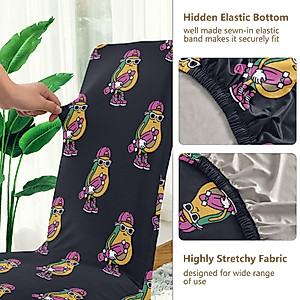 JUNZAN Color Avocado Skateboard Sneakers on Grey Chair Slip Cover 2Pcs Patio Chair Cover Strech Spandex Chair Covers for Parsons Living Room Chair