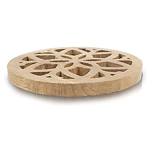 Handmade Wooden Trivet for Hot Dishes Plates & Pots Holder Hot Pad for Kitchen & Dining Table Decor Cookware Heat Resistant Rustic Decorative Carvings 8 Inches Tabletop Home & Dining Table Essentials