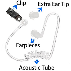 Secret Spy Earpiece Headphones for Men in Black Costume -FBI Secret Agent CIA Security Guard Secret Service Cop Costume Accessories