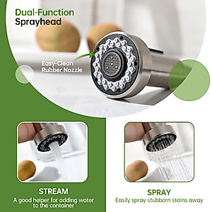 APPASO Commercial Kitchen Faucet with Soap Dispenser, 18'' Tall High Arc Kitchen Sink Faucet, Single Handle Commercial Spring Style Faucet with Pull Down Sprayer for Kitchen Laundry RV, Brushed Nickel