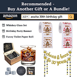 30th Birthday Decorations for Him/Her - 30th Birthday Gifts - Cheers & Beers to 30 Years Gold Glitter Banner - 30th Anniversary Decorations for Party, 30th Wedding Party Supplies for Men/Women