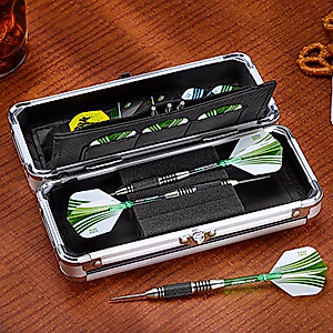 Casemaster Sole Aluminum Slim Profile Dart Case Holds 3 Steel Tip and Soft Tip Darts with Enough Space to Keep Flights in Shape, Features Built-In Pockets for Other Accessories,Black