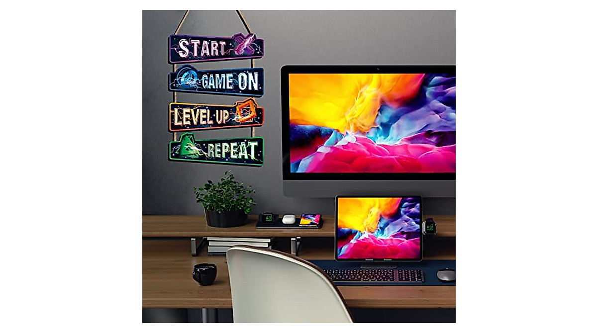 KAIRNE Gaming Room Signs - Set of 4 for Teen & Man Caves