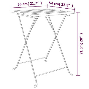 vidaXL Portable Folding Bistro Table - Outdoor Furniture Piece, Solid Teak Wood and Steel Construction, Weather Resistant, Versatile Use, Easy Storage and Transportation
