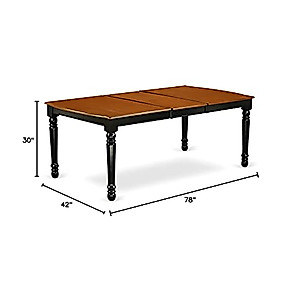 East West Furniture DOT-BCH-T Dover Kitchen Dining Table - a Rectangle Wooden Table Top with Butterfly Leaf & Stylish Legs, 42x78 Inch, Black & Cherry