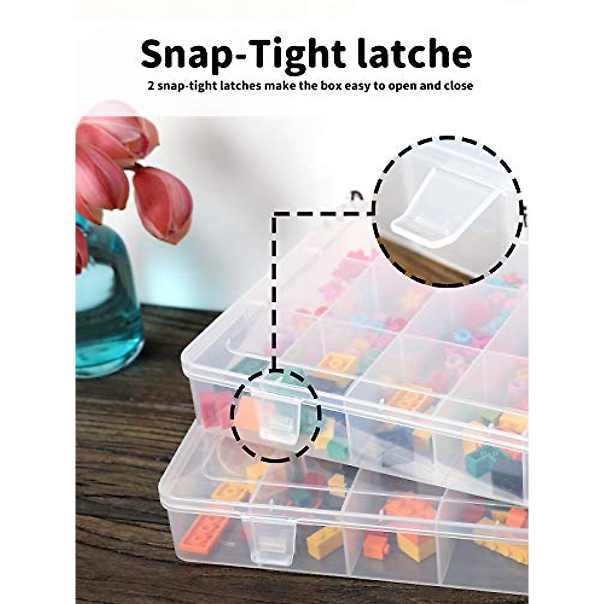 2pack 18 Grids Clear Plastic Organizer Box Storage Container with Dividers (Clear x 2PC,18 Grids Unadjustable)