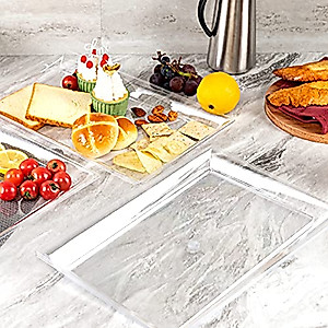 SUT 12 Pack Clear Plastic Serving Trays, 15’’×10’’ Rectangle Serving Platters Disposable Food Trays for Weddings and Parties