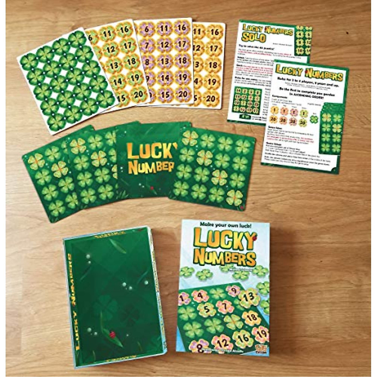 Tiki Editions Lucky Numbers - Be First to Complete Your Garden; 1 Rule - Numbers in Each Row & Each Column Must be Arranged in Ascending Order; Draw, Place or Swap Clovers, 1-4 Players, 20 min, 8+