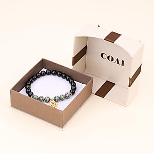 COAI Hamsa Hand Jewelry Black Tourmaline Zebra Jasper Stone Bracelet