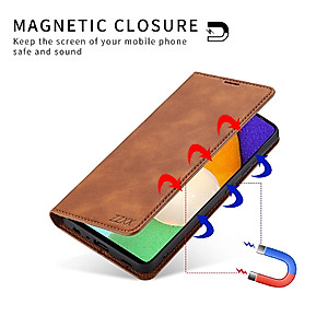 ZZXX for Samsung Galaxy A52 5G Case Wallet,Galaxy A52 Wallet Case with Card Holder Kickstand Magnetic Soft Leather Flip Fold Case for Samsung Galaxy A52S 5G Case(Brown 6.5 Inch)