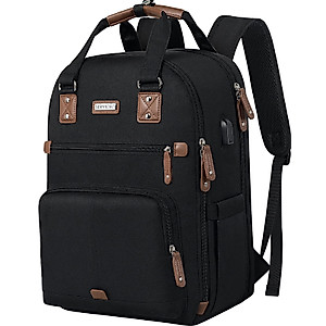 SINVICKO 15.6 Inch Laptop Backpack for Women Men Work Laptop Bag Large Capacity with USB Port,Waterproof Purse Backpacks Teacher Nurse TSA Travel Bags Casual Daypacks for School,College,Business,Black