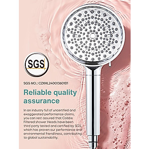 Cobbe Filtered Shower Head with Handheld, High Pressure 6 Spray Mode Showerhead with Filters, Water Softener Filters Beads for Hard Water - Remove Chlorine - Reduces Dry Itchy Skin, Chrome