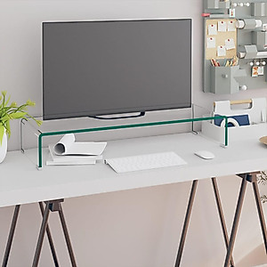 TV Stand/Monitor Riser Glass Clear 31.5"x11.8"x5.1",Living Room TV Stand TV Furniture High Fidelity Cabinet Corner TV Media Console Stereo Cabinet with Storage Space Suitable for Bedroom,Living Room