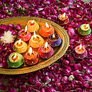 TIED RIBBONS 12 pcs Handmade Clay Diya for Diwali, Wax Filled | Traditional Homemade Diyas Tealight | Indian Oil Lamp | Diwali Decorations for Home | Terracotta Diyas | Matki Diya | Diwali Diya