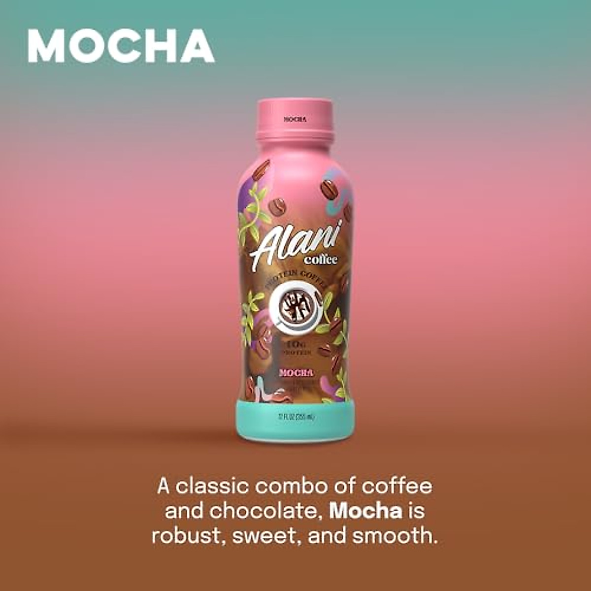 Alani Nu Protein Coffee MOCHA | Ready To Drink Cold Brew with 10g of Protein | 100mg Caffeine | 90 Calories, Naturally Flavored | 12 Fl Oz Bottles | 12 Pack