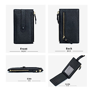 Genuine Leather Women's Slim Wallet Thin Small Purse Bifold ID Card Holder (D2 Dusty Pink)