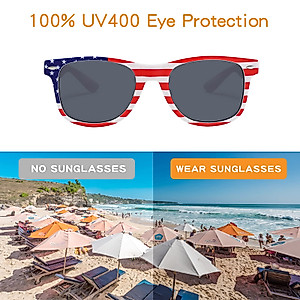 YQVIE Bulk American Flag Sunglasses Retro 90s Style Sunglasses for Men Women Independence Day Party Supplies UV400 Protection (20Pack)