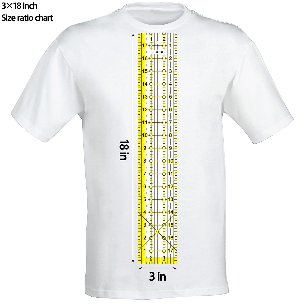 Acrylic Ruler 7 Piece Set , Non Slip Rings 50 Pieces，Quilting Rulers, Size (6"x24"),(2"x24"),(3"x18"),(3"x8"),(1.5"x12"),(1"x12"),(1"x6")